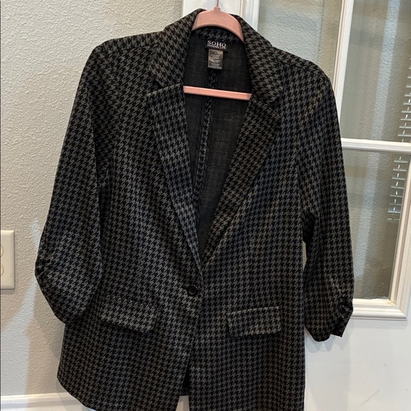 Soho | Jackets & Coats | Houndstooth Jacket In Blk Gray Size Large ...